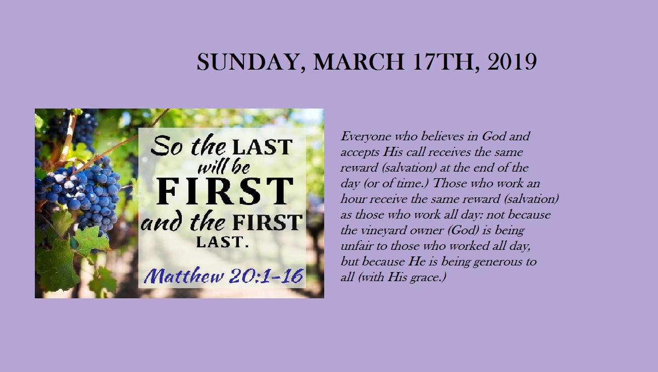 Sunday, March 17, 2019 - Bethesda Lutheran Church of Malmo, MN